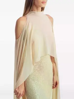 IRINA SCHROTTER Sequin-embellished Cape-overlay Midi Dress