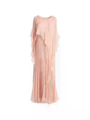 IRINA SCHROTTER Plissé-effect Ruffled Midi Dress