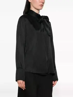 Dixie Pussy-bow Long-sleeve Blouse - Black