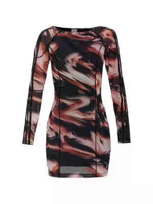 Adidas Abstract Print Long Sleeve Mini Dress