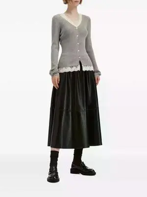 B+AB Ribbed Lace-trimmed Cardigan