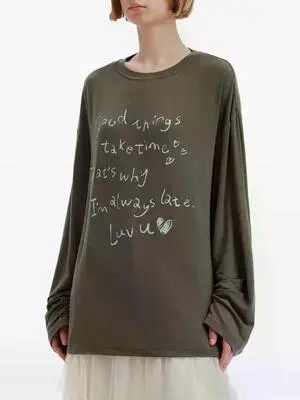 TOUT A COUP Slogan-print Long-sleeve T-shirt