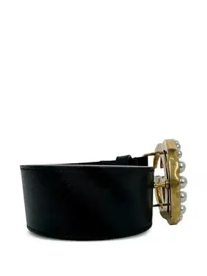 Gucci Faux-pearl Embellished Gg Marmont Belt