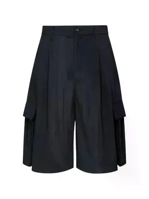 Comme Des Garçons Pinstripe-pattern Pleated Shorts - Black
