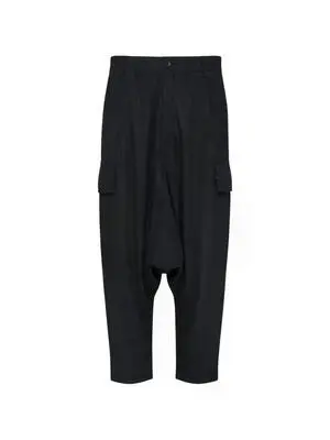 Comme Des Garçons Pinstripe-pattern Drop-crotch Cargo Pants - Black