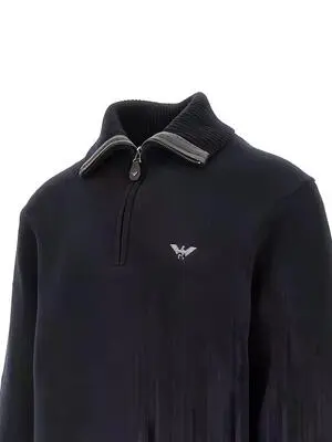 Emporio Armani Hong Kong Capsule Collection Half-zip Logo-embroidered Sweater - Blue