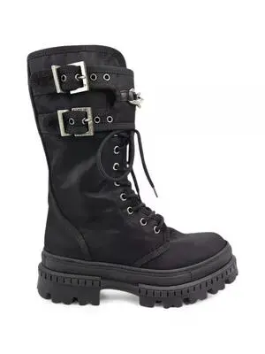 MADISON MAISON Chain-detail Buckled Combat Boots - Black