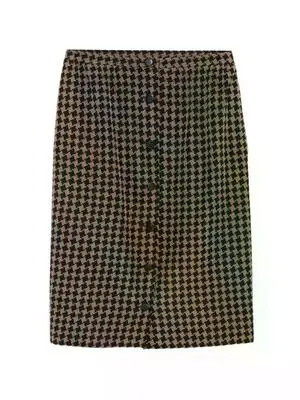 Valentino Garavani Houndstooth Button-front Midi Skirt - Brown