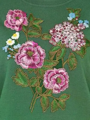 Carolina Herrera Embroidered Floral Crew Neck Sweater