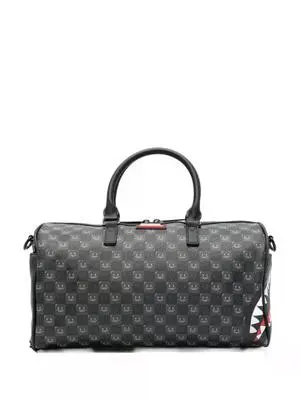 SPRAYGROUND Check Pattern Shark Motif Holdall - Black