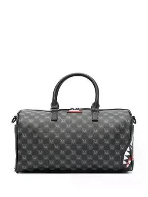 SPRAYGROUND Check Pattern Shark Motif Holdall - Black