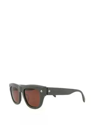 Alexander McQueen Spike-embellished Square-frame Sunglasses - Grey