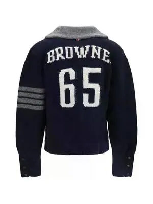 Thom Browne 65 Intarsia Cardigan Jacket In Irish Wool