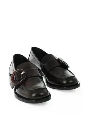 Prada Buckle-detail Leather Loafers