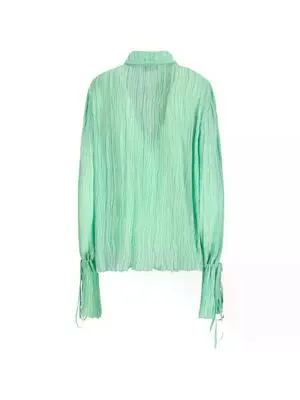 Blumarine Plissé Lace-trimmed Shirt