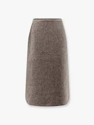 PHILIPPA 1970 Wool Blend Herringbone Flared Skirt