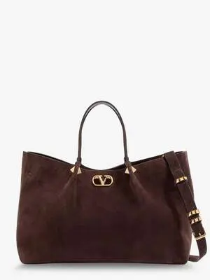Valentino Garavani Suede Shoulder Bag With Metal Logo