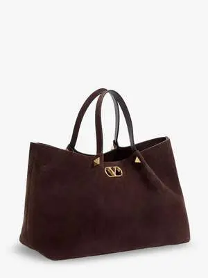 Valentino Garavani Suede Shoulder Bag With Metal Logo
