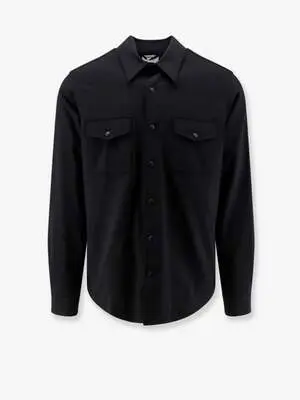 Aspesi Virgin Wool Blend Shirt/jacket With Thermal Insulation - Black