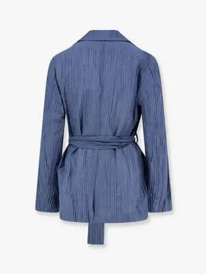 JOSEPH Crinkle Fabric Belted Blazer - Blue