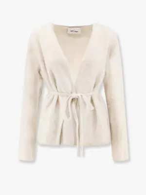 Soft Goat Cashmere Belted Cardigan - Beige