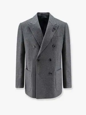 LARDINI Double-breasted Wool And Cashmere Blend Blazer