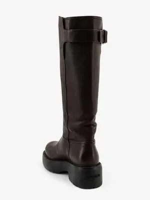 Miu Miu Leather Knee-high Boots With Embossed Logo