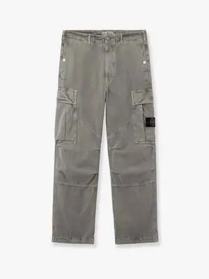 Stone Island Cotton Blend Cargo Pants - Grey