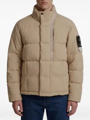Stone Island Quilted Nylon Down Jacket With High Neck And Compass Patch