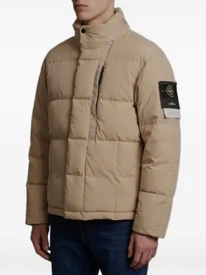 Stone Island Quilted Nylon Down Jacket With High Neck And Compass Patch