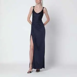 Versace Navy Viscose Jersey Evening Dress - Blue
