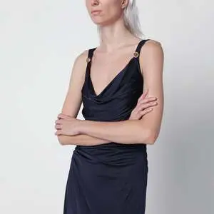 Versace Navy Viscose Jersey Evening Dress
