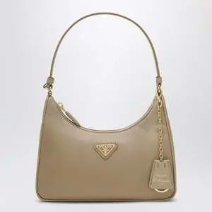 Prada Camel Re-edition 2005 Bag In Re-nylon And Saffiano Leather - Brown