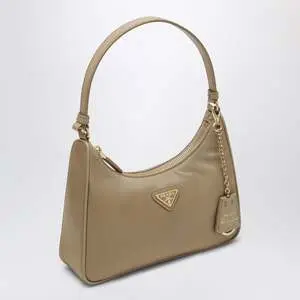 Prada Camel Re-edition 2005 Bag In Re-nylon And Saffiano Leather