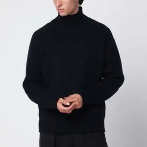 Soft Goat Navy Cashmere Turtleneck Sweater - Blue