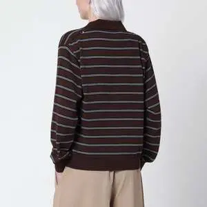 CORDERA Striped Cotton Polo Cardigan