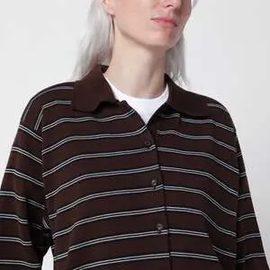 CORDERA Striped Cotton Polo Cardigan