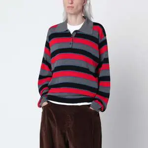 CORDERA Striped Long Sleeve Polo Shirt