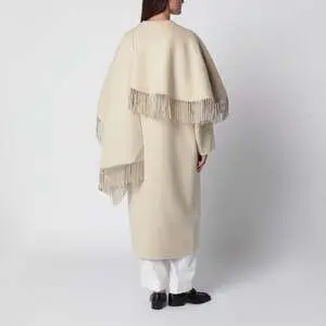 RÓHE Wool Alpaca Blend Cape Coat With Fringes
