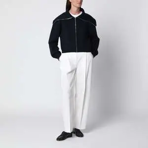 RÓHE Navy Wool Zip-up Cardigan