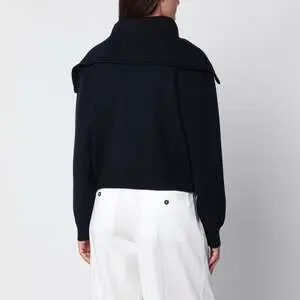 RÓHE Navy Wool Zip-up Cardigan
