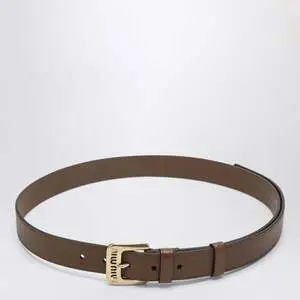 Miu Miu Leather Belt With Logo Buckle - Brown