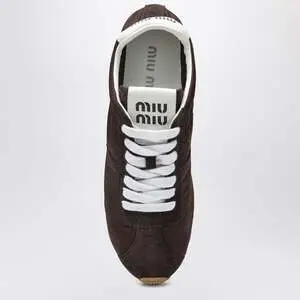 Miu Miu Leather Plume Trainers - Brown