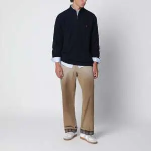 Polo Ralph Lauren Cable Knit Wool And Cashmere Half-zip Sweater