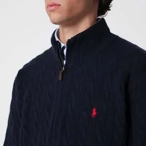 Polo Ralph Lauren Cable Knit Wool And Cashmere Half-zip Sweater