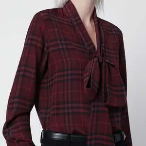 Burberry Silk Check Shirt With Scarf Detail