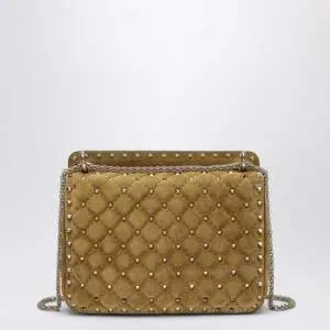Valentino Garavani Medium Rockstud Spike Havana Suede Bag