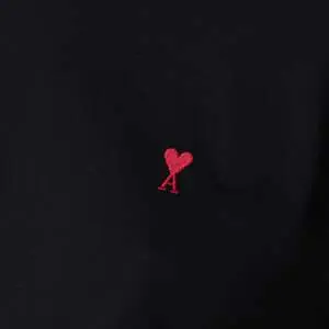 AMI Paris Cotton Sweater With Embroidered De Coeur Detail - Black