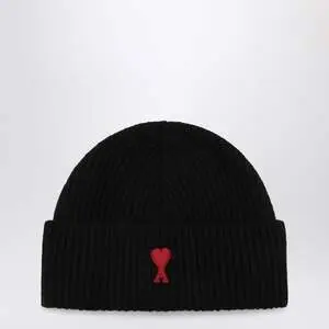 AMI Paris De Coeur Wool Beanie - Black