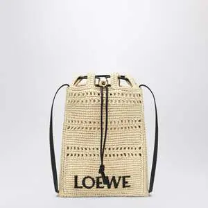 Loewe Raffia Drawstring Pouch - Beige
